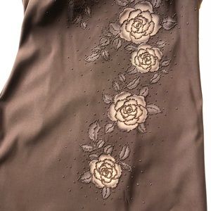 Vintage | Dresses | Vintage Cdc Brown Beaded Gown With Square Neckline ...